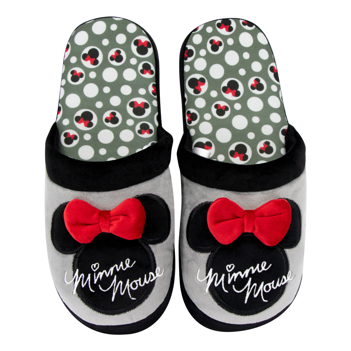 Pantufla Disney Minnie Mouse Color Gris con Moño Para Dama – Arra